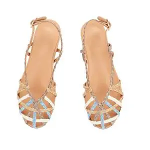 ANCIENT GREEK SANDALS Kardia Raffia Slingback Ballerina - Multi