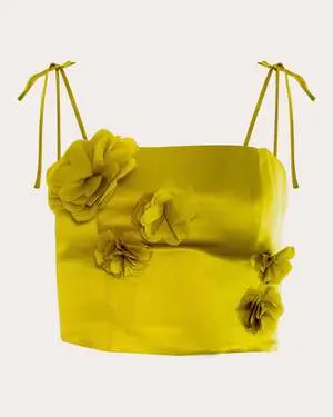 ESTEFANIA Marigold Silk Crop Top - Yellow