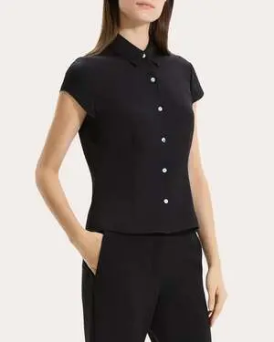 Theory Silk Cap-sleeve Shirt