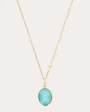 NANIS ITALIAN JEWELS 18k Yellow Gold Amazonite Doublet Charm With Diamonds
