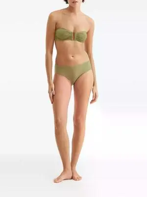 ERES Bandeau Ruched Bikini Top With Metal Detail - Green