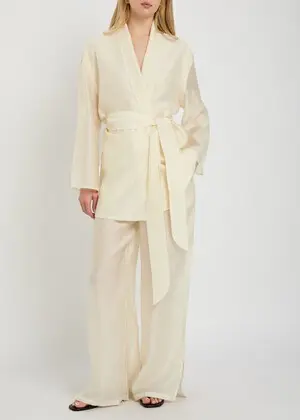 SOLAQUA Giulia Embroidered Wide-leg Trousers