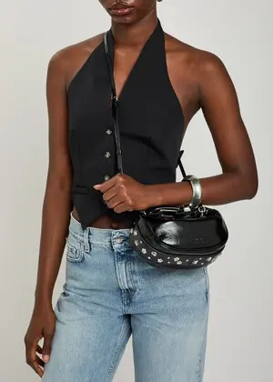 Marc Jacobs The Party Studded Glossed Leather Top Handle Bag