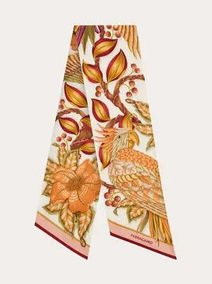 FERRAGAMO Parrots Print Silk Bandeau - Orange