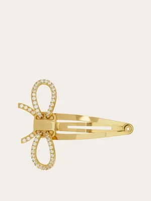 FERRAGAMO Vara Bow Hair Clip With Engraved Signature - Gold