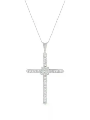 LB EXCLUSIVE Platinum Diamond Cross Pendant Necklace - Silver