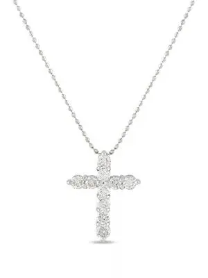 LB EXCLUSIVE 18k White Gold Diamond Cross Pendant Necklace