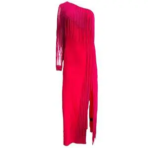 ANY OLD IRON Embellished Fringe Off-the-shoulder Gown