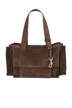 Miu Miu Camoscio Suede Leather Handbag - Moro