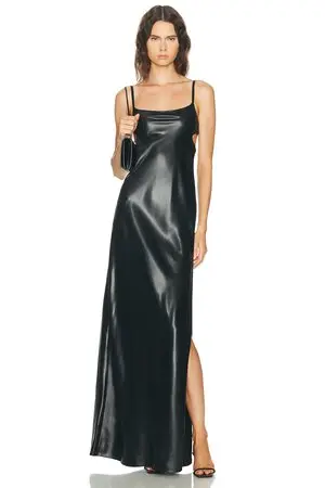 COURREGES Lingerie Glossy Long Dress - Black