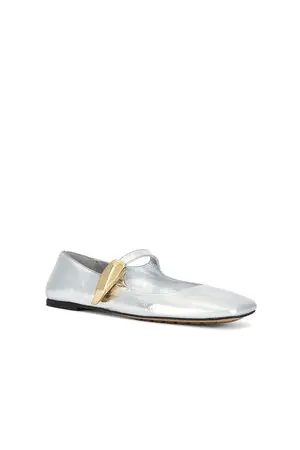 Bottega Veneta Lucy Ballerina Flat In Metallic