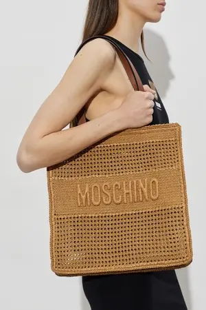 Moschino Shopper Bag With Embossed Logo - Beige