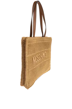 Moschino Shopper Bag With Embossed Logo - Beige