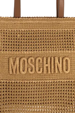 Moschino Shopper Bag With Embossed Logo - Beige
