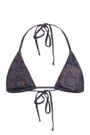 Matteau Paisley Floral Triangle Bikini Top - Navy Blue