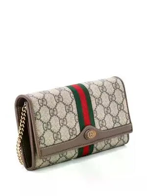 Gucci Ophidia Chain Wallet Gg Coated Canvas Crossbody Bag - Brown