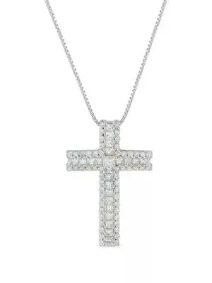 LB EXCLUSIVE 1.75 Carat Diamond Cross Pendant Necklace In 18k White Gold