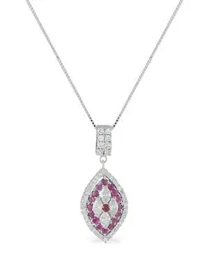 LB EXCLUSIVE Platinum Diamond And Ruby Pendant Necklace - Silver