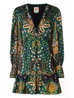 Farm Rio Jaipur Floral-print Mini Dress