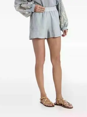 Greek Archaic Kori Stone Gray Linen Shorts