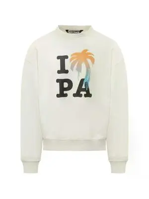Palm Angels I Love Pa" Printed Crewneck Sweatshirt - Neutrals