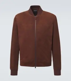 Zegna Suede Bomber Jacket - Brown