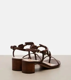 GIANVITO ROSSI Embellished Leather Sandals - Brown