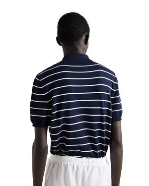 Prada Short-sleeved Striped Cotton Polo Shirt - Blue