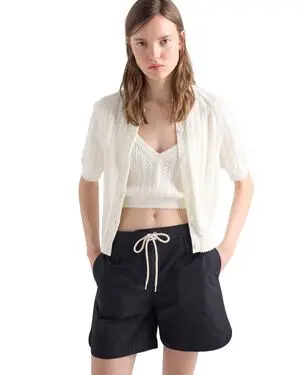 Prada Short-sleeved Openwork Cotton Cardigan