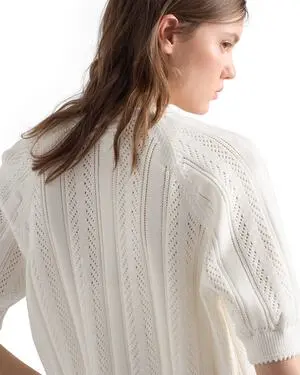 Prada Short-sleeved Openwork Cotton Cardigan