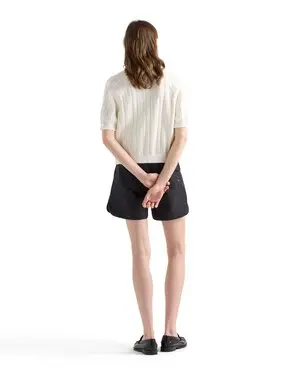 Prada Short-sleeved Openwork Cotton Cardigan