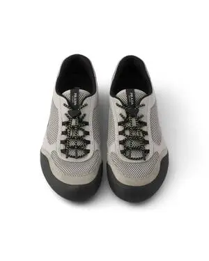 Prada Speedrock Leather And Mesh Fabric Sneakers - Grey