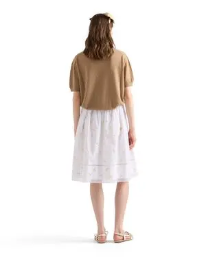 Prada Ribbed Cashmere Short-sleeve Sweater - Neutral