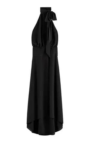Arakii Halterneck Maxi Dress With Scarf Tie And Open Back - Black