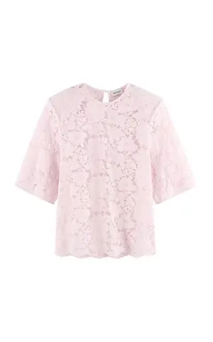 Arakii Boxy Lace Velvet Top - Light Pink