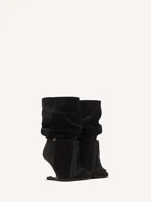 Balmain Suede Leather Ankle Boots With Tassel