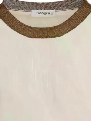 KANGRA Contrast-trim Short-sleeve Knit Sweater