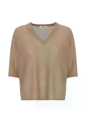 KANGRA Sequin Embellished V-neck Sweater