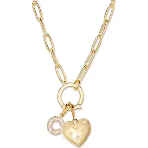 BROOK & YORK Lillian Initial Heart Charm Necklace Gold C