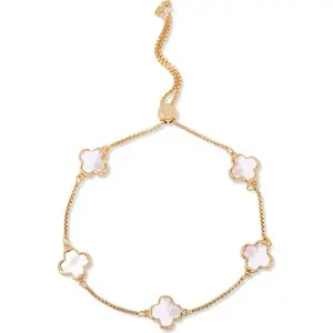 BROOK & YORK Mother-of-pearl Clover Station Bracelet - Gold