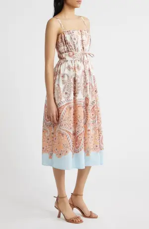Eliza J Sleeveless Paisley Print Midi Dress