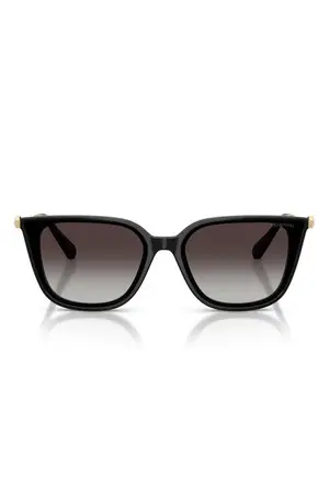 SWAROVSKI Swarovski Oversized Square Sunglasses With Crystal Hinges Black/gradient Grey