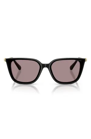 SWAROVSKI Swarovski Oversized Square Sunglasses With Crystal Hinges Black/violet