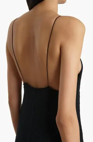 Khaite Iben Slipdress In English Twist Tweed - Black