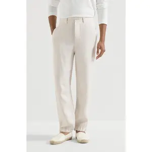 Brunello Cucinelli Linen Trousers With Drawstring Hem - Shell