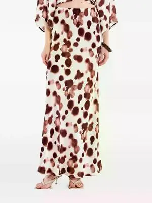 VICOLO Off-white Polka Dot Print High-waisted Maxi Skirt