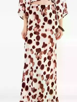 VICOLO Off-white Polka Dot Print High-waisted Maxi Skirt