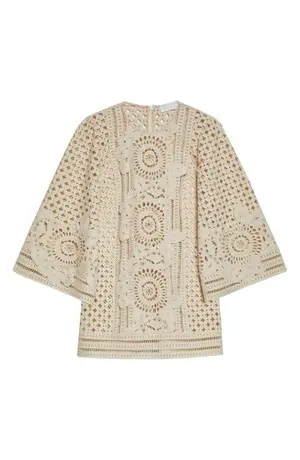 Zimmermann Indra Embroidered Silk Eyelet Minidress