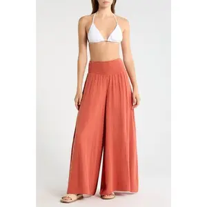 Elan Smocked Waist Palazzo Pants