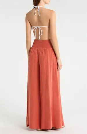 Elan Smocked Waist Palazzo Pants